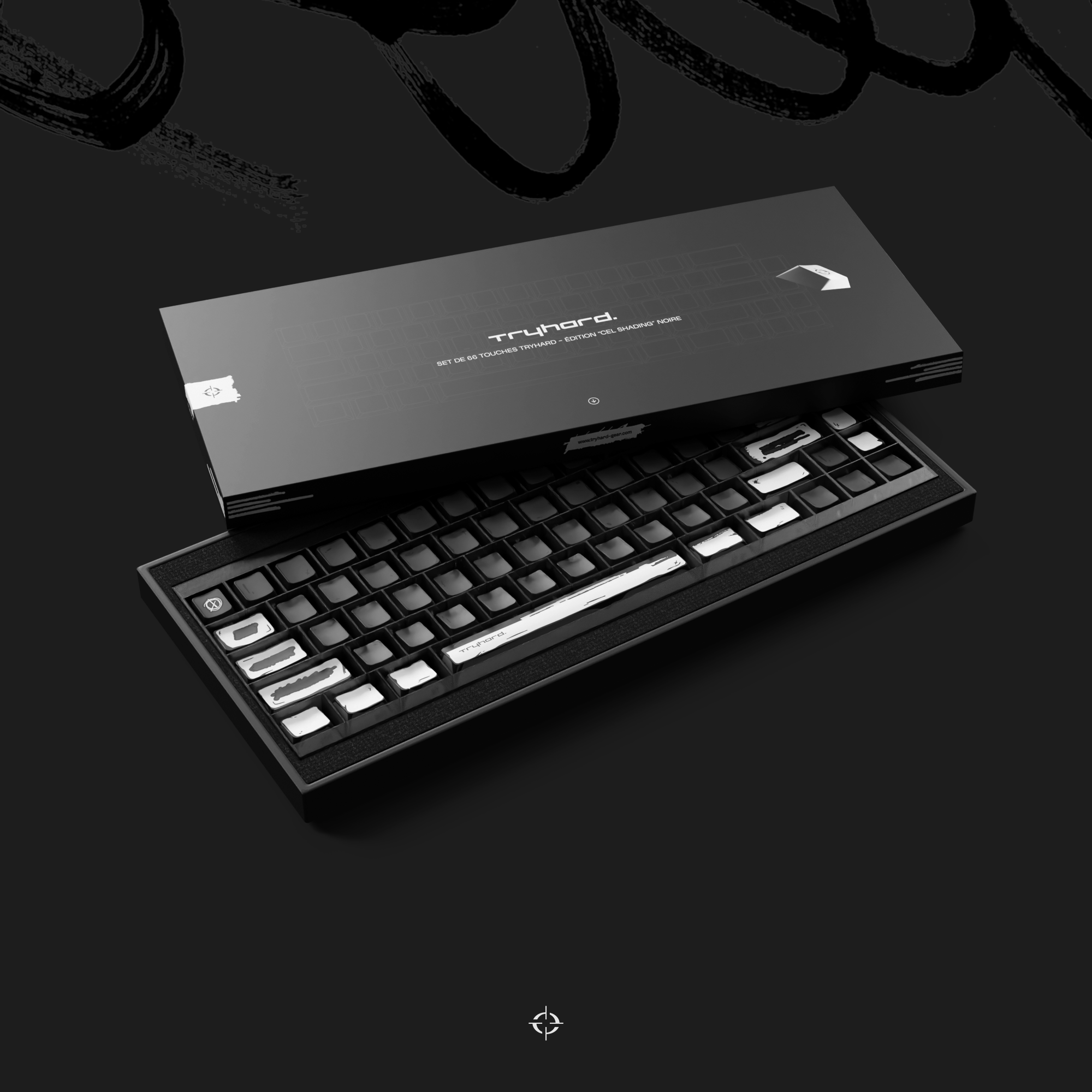 Set 66 Keycaps Celshading Noir - Clavier Magnétique | Tryhard